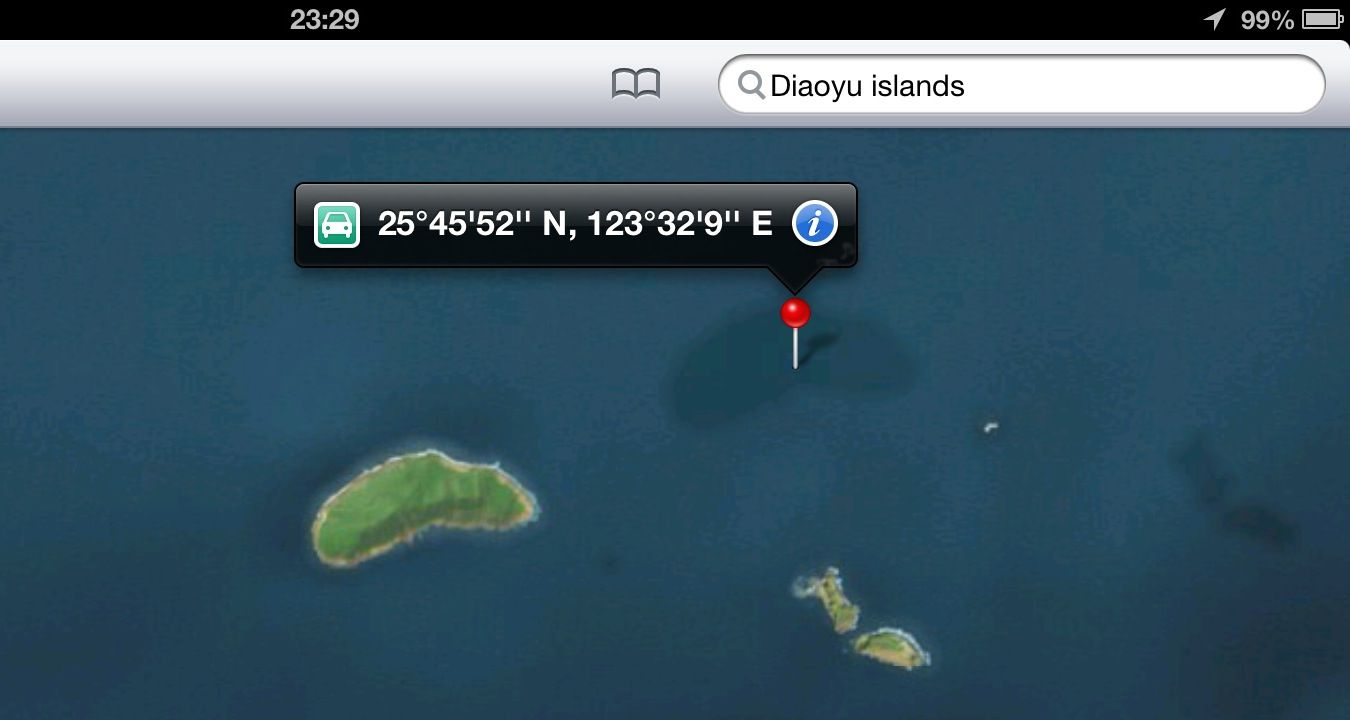 Apple Maps and the Diaoyu/Senkaku islands | Ogle Earth