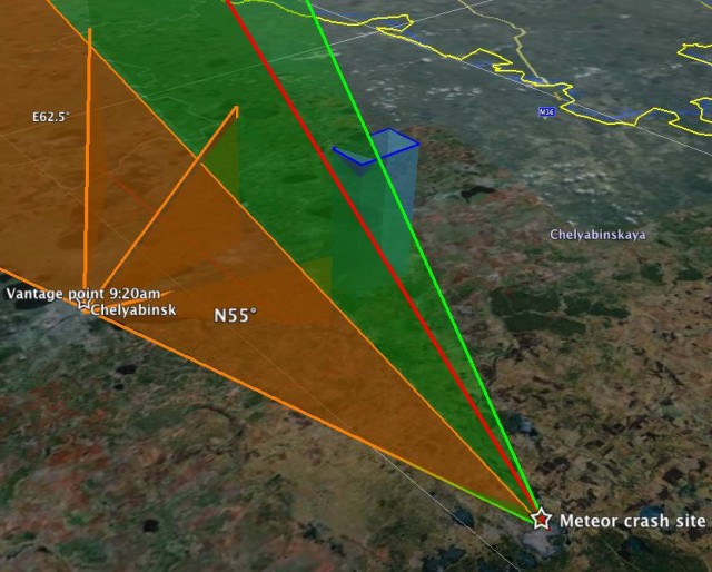 Chelyabinsk meteoroid: Comparing paths with the pros in Google Earth ...